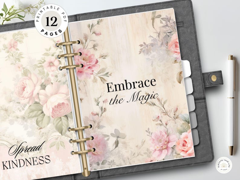 Floral Planner Dashboard Printable, Vintage Journal Dividers ...