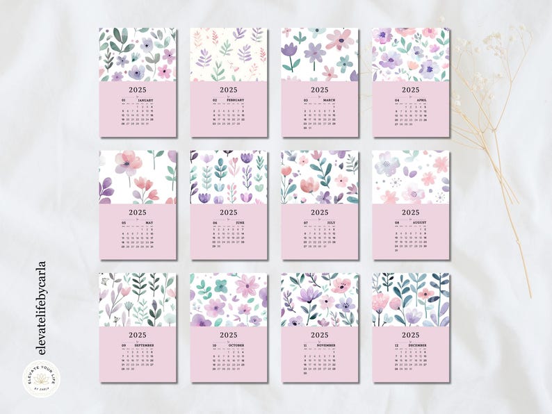2025 Boho Floral Calendar Printable Monthly Calendar 2025 Botanical ...
