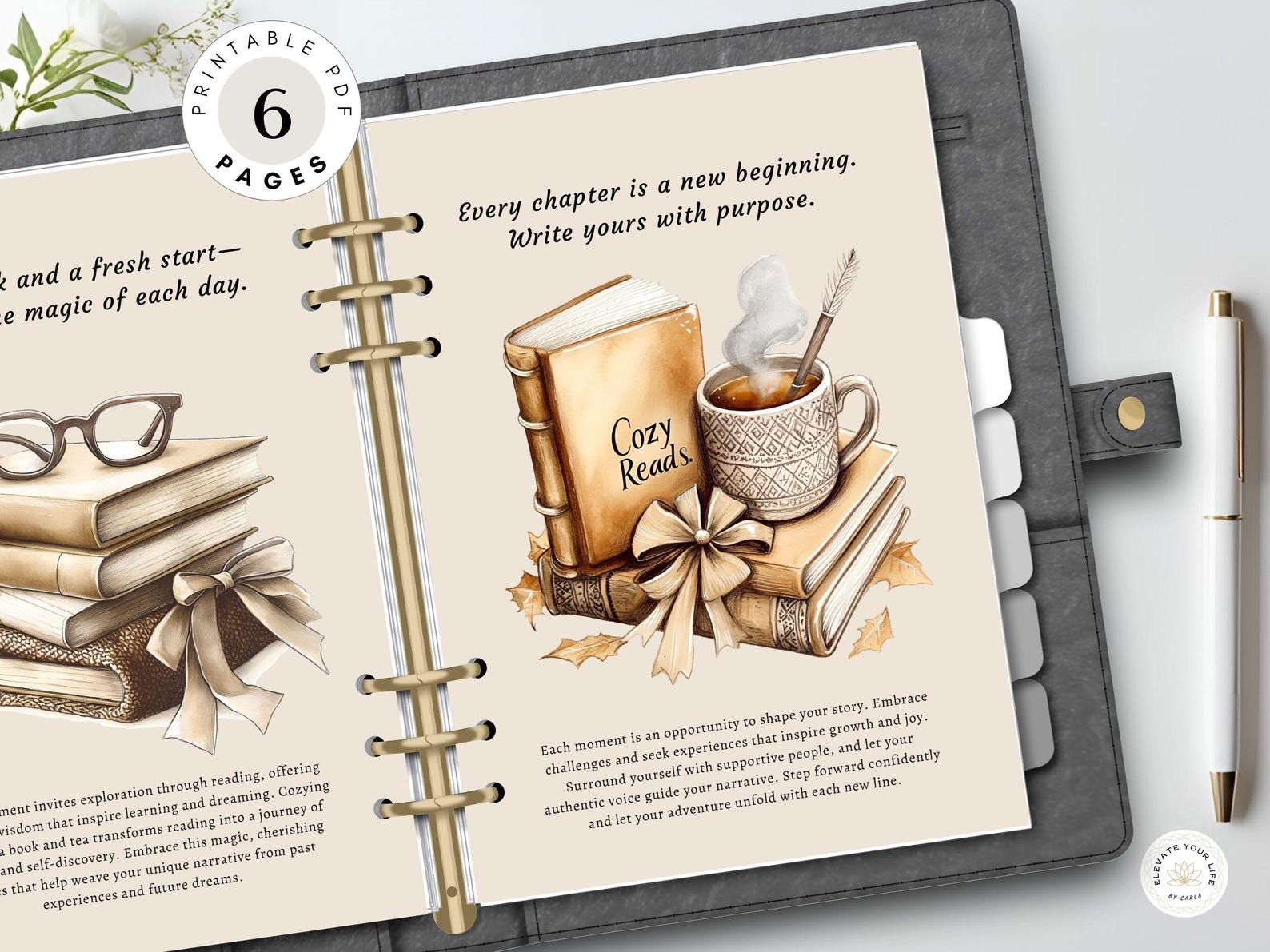 Fall Bookish Planner Dashboard Printable, Cute Journal Dividers With ...