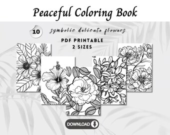 Printable Adult Flower Coloring Book Stress Relief/relaxation Detailed ...