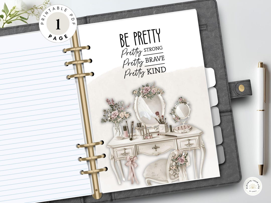 Be Pretty – Motivational Planner Dashboard Printable, One-page Journal ...