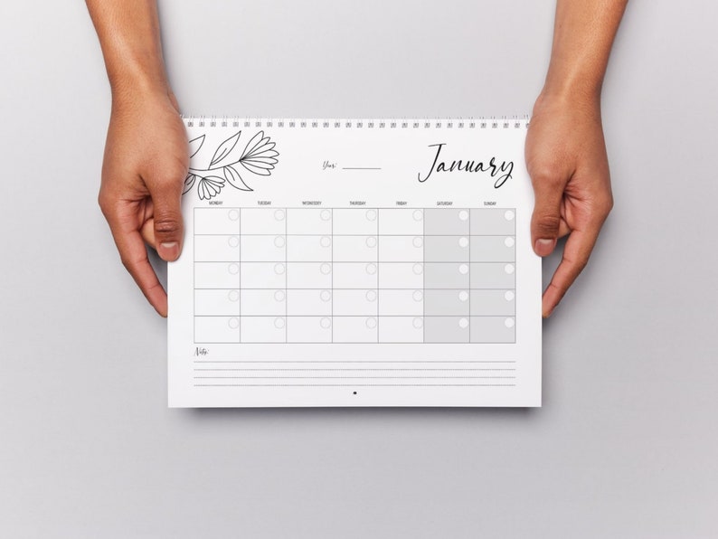 Monthly Planner Undated Printable for Desk and Wall Landscape Planner ...