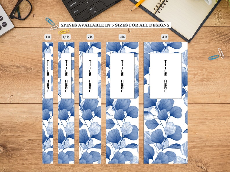 Blue Floral Binder Cover Printable - 3 DESIGNS BUNDLE - Personalized ...