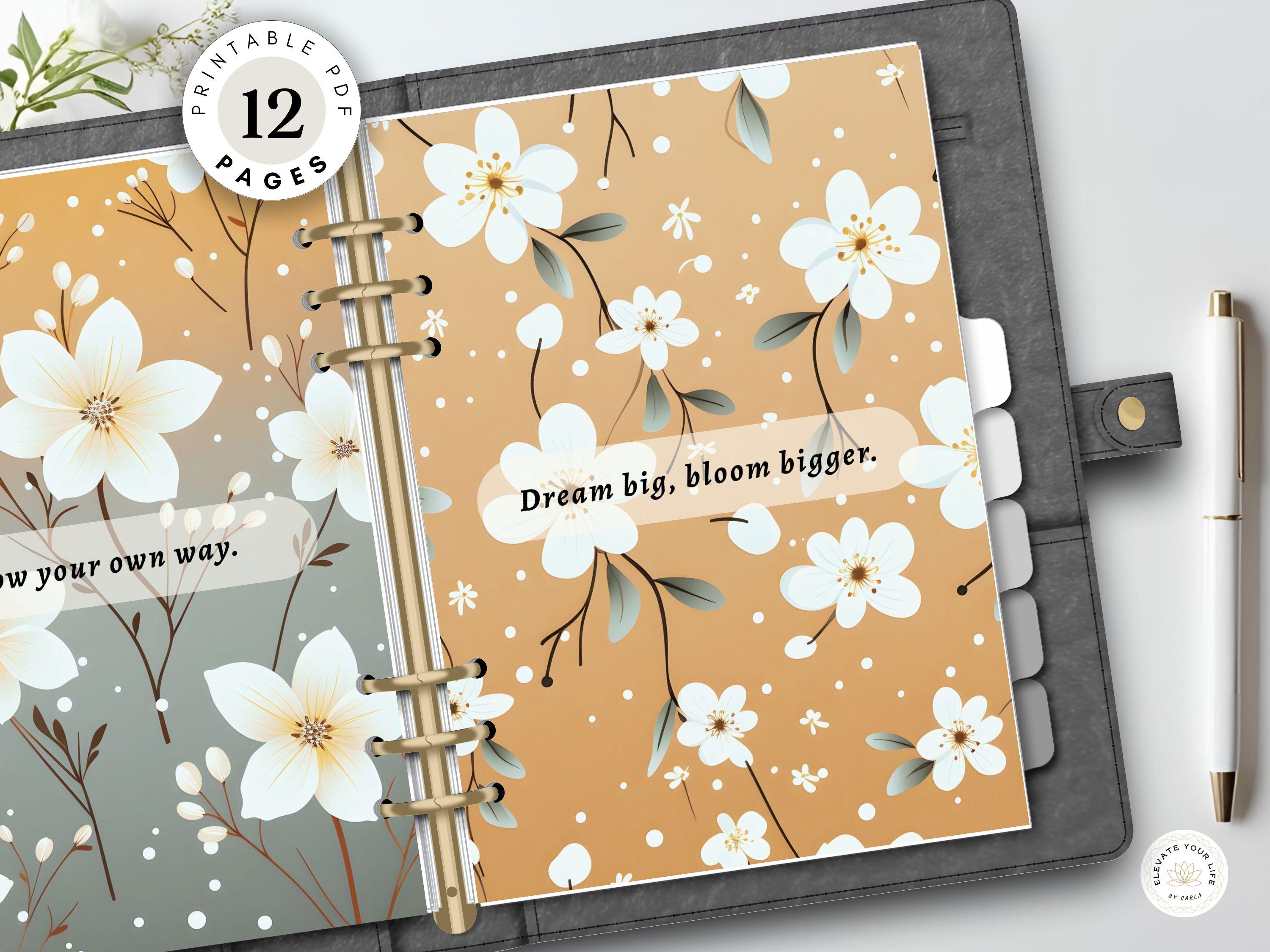Floral Dashboards Printable Set, Botanical Planner Dividers Bundle ...