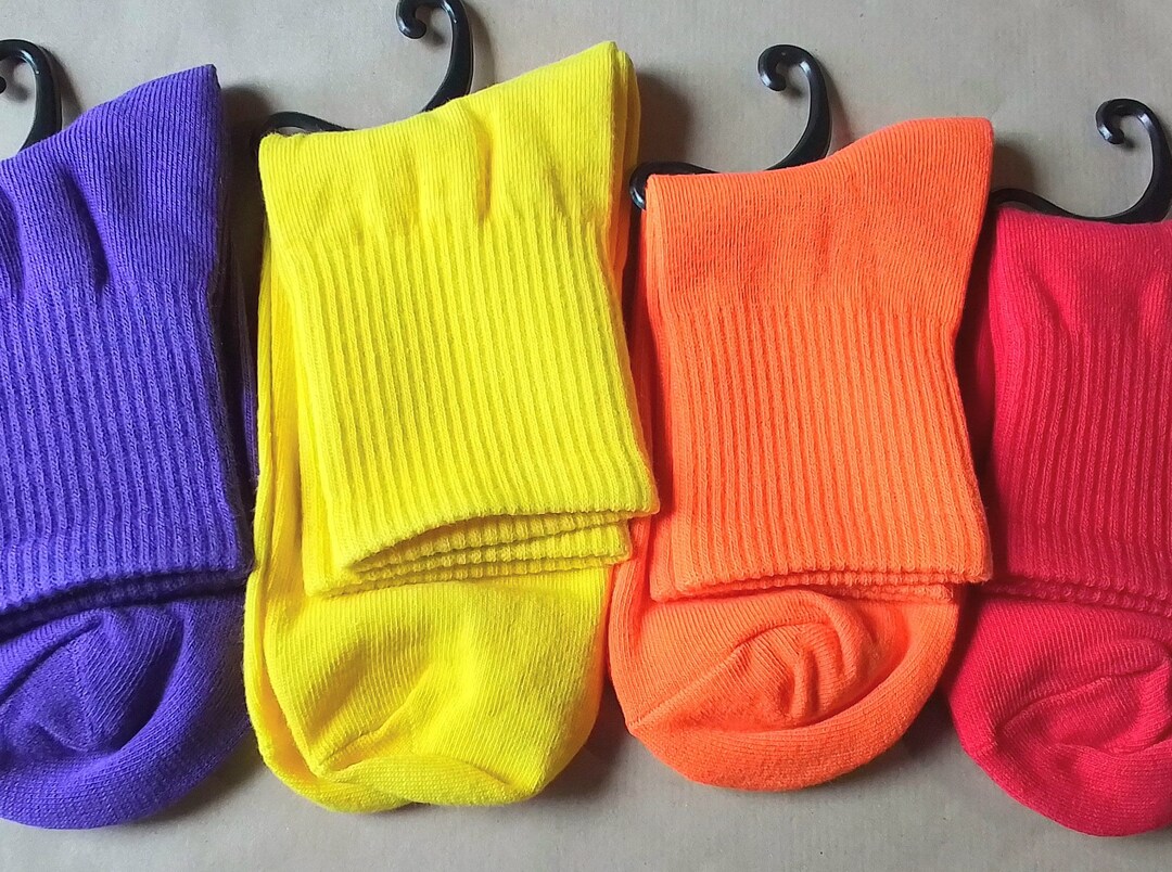 Cotton Socks, 2 Pairs, 5 Pairs, Can Mix Colours, Yellow Red Green Blue ...