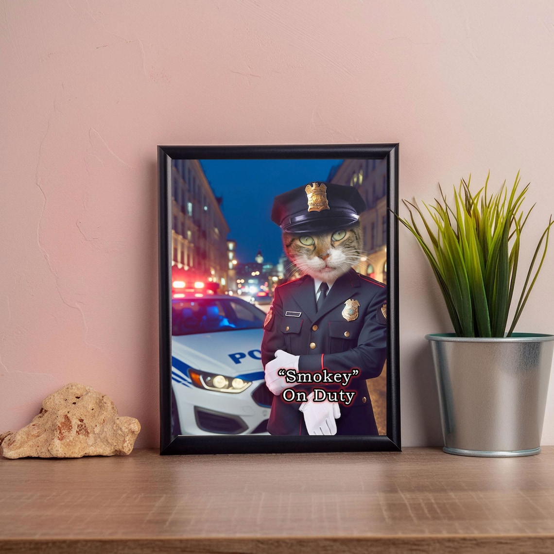 Cat as a Cop Custom Pet Portrait From Photo, Police Officer Cat ...