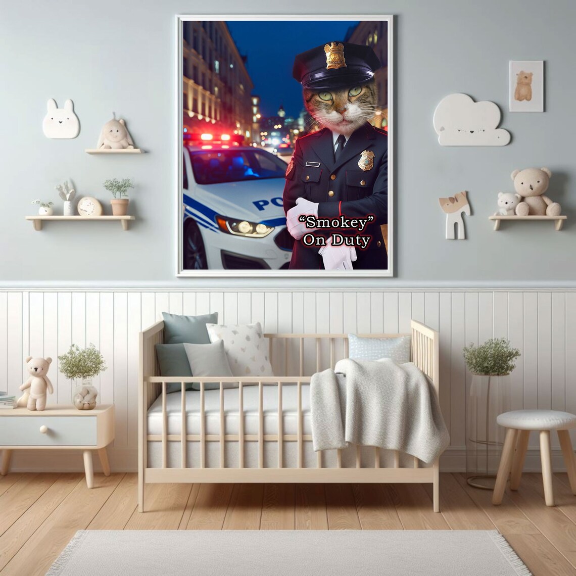 Cat as a Cop Custom Pet Portrait From Photo, Police Officer Cat ...
