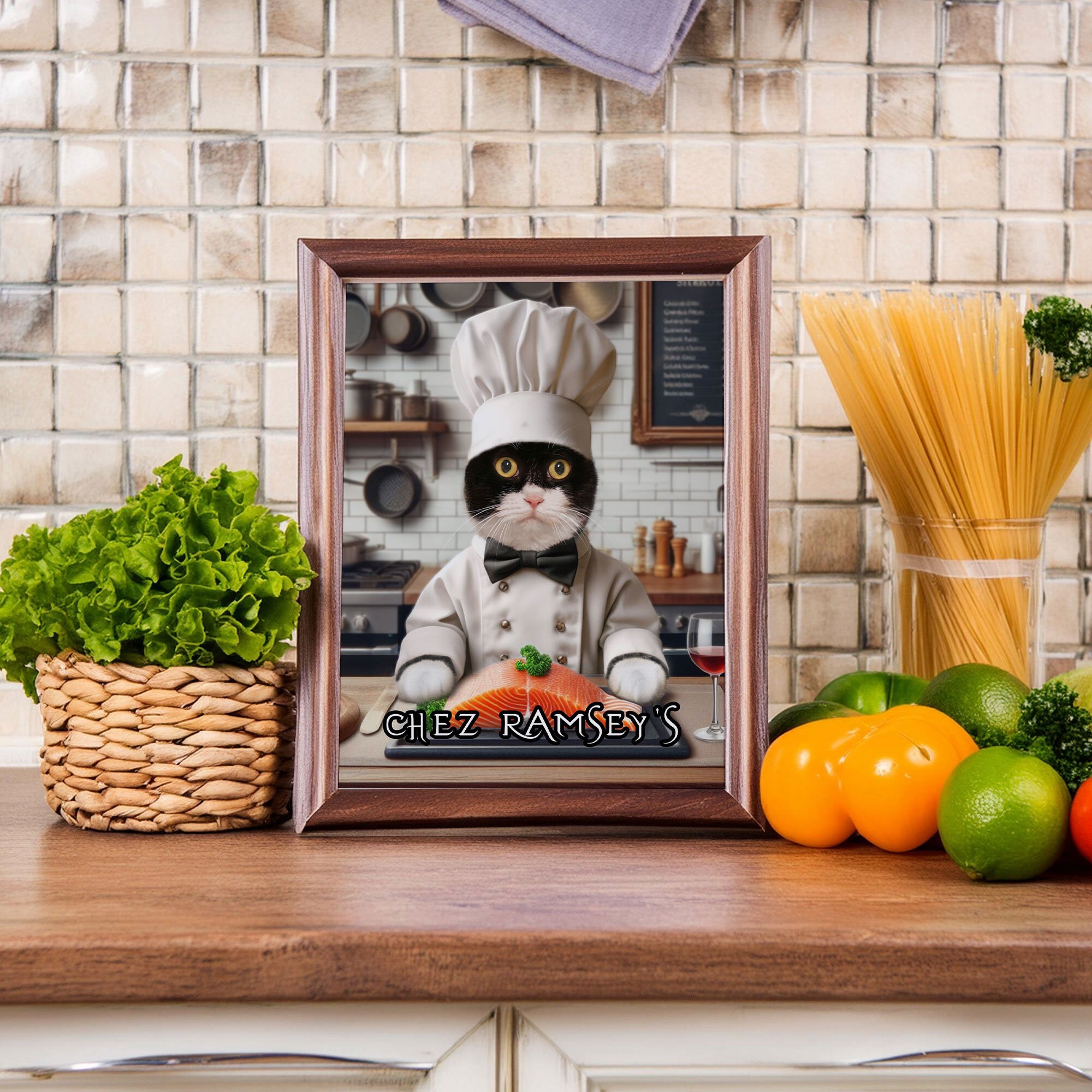 Funny Cat as a Chef Custom Pet Portrait From Photo, Personalized Chef ...