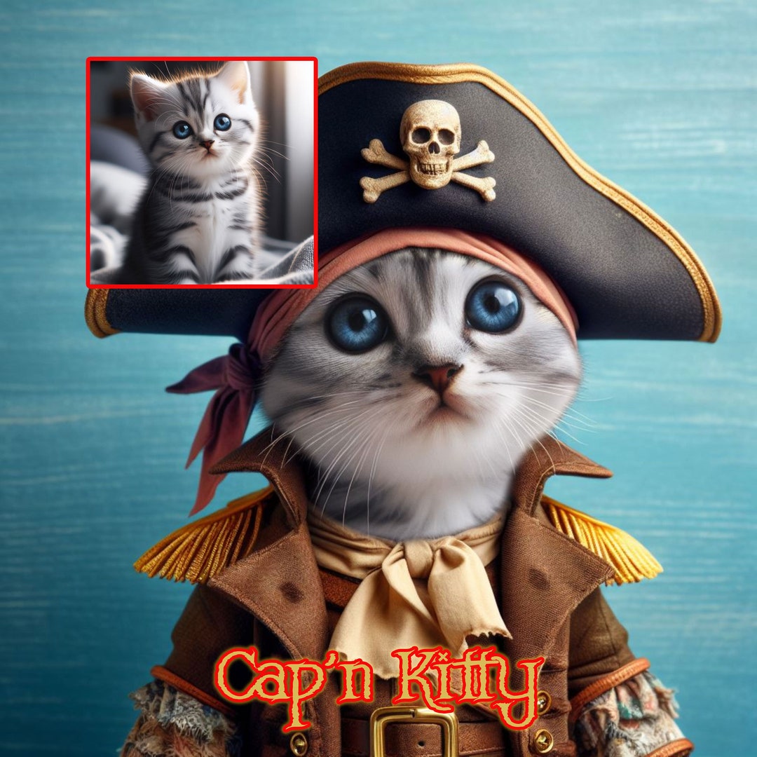 Personalized Pirate Kitten From Photo Digital Wall Art - Etsy