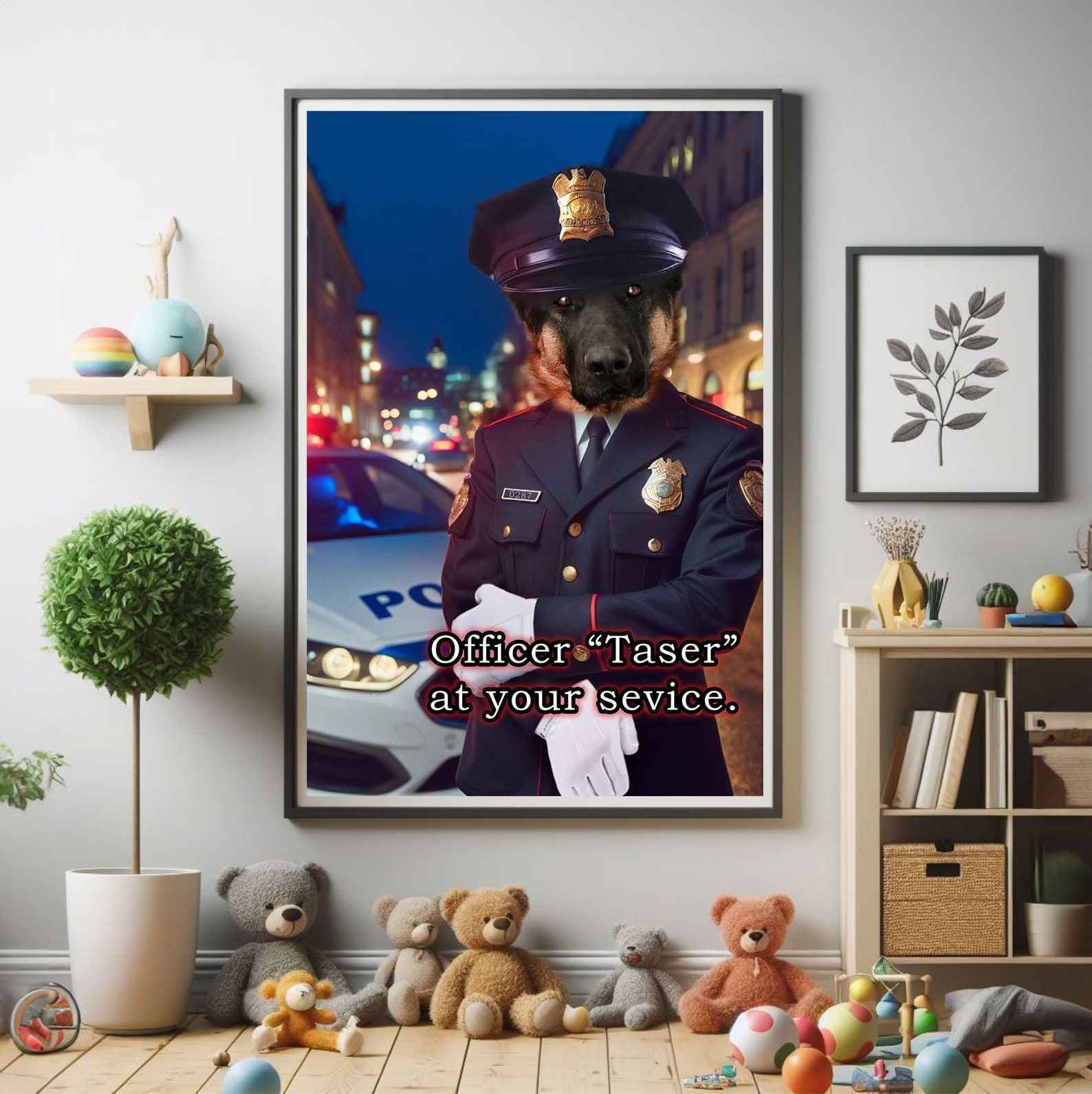 Dog as a Cop Custom Pet Portrait, Uniformed Policeman German Shepherd ...