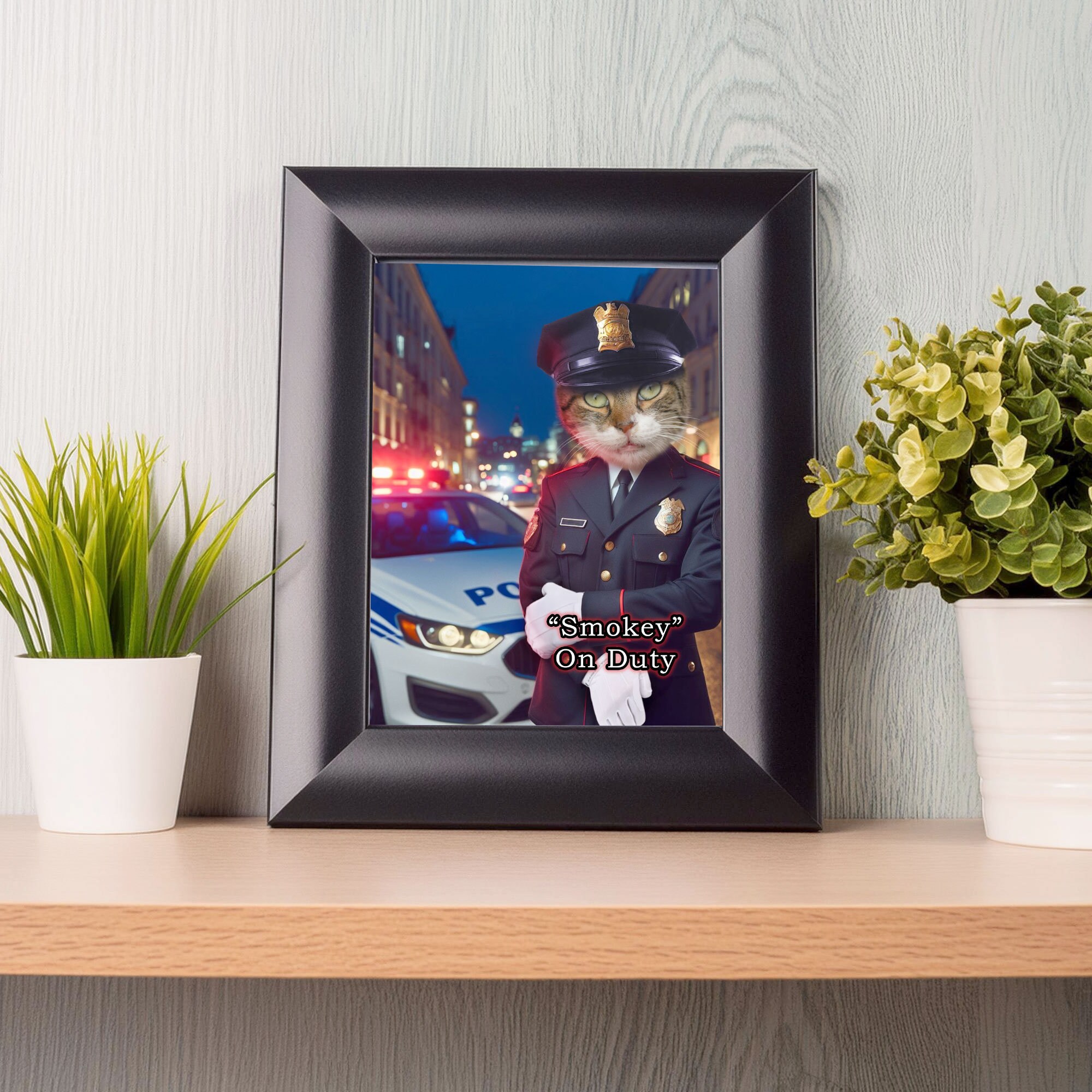 Cat as a Cop Custom Pet Portrait From Photo, Police Officer Cat ...