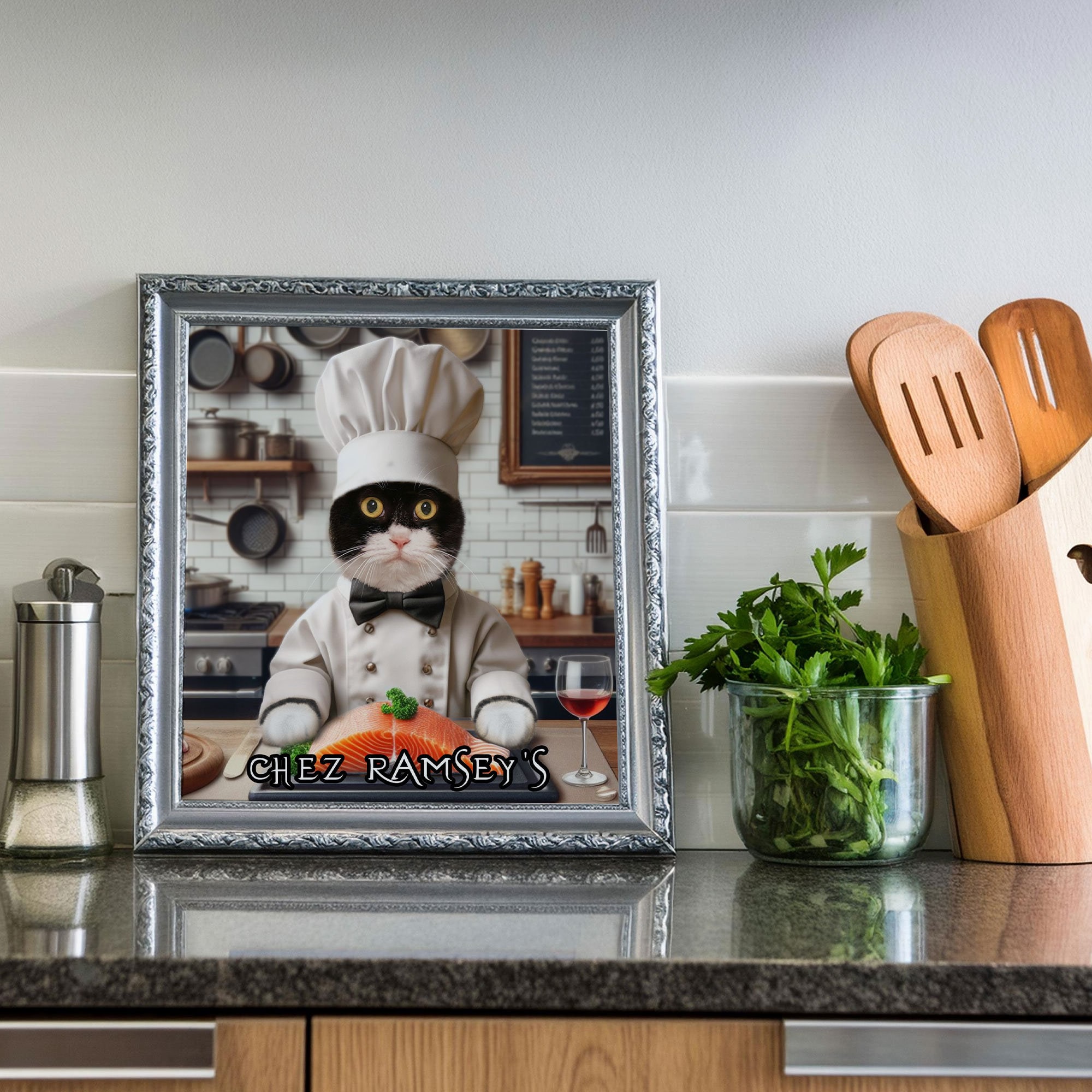 Funny Cat as a Chef Custom Pet Portrait From Photo, Personalized Chef ...