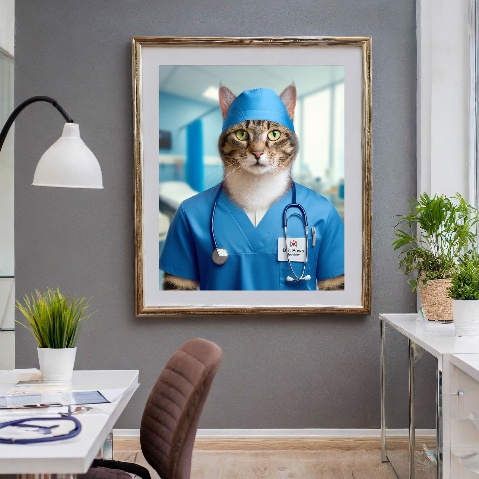 Custom Surgeon Cat Portrait From Photo Digital Print, Also Suitable for ...