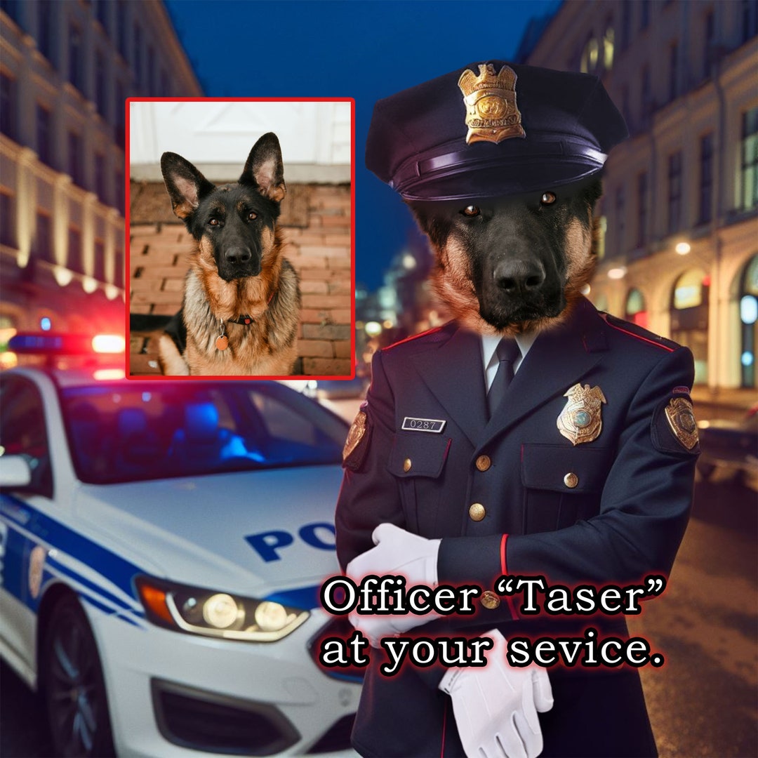 Dog as a Cop Custom Pet Portrait, Uniformed Policeman German Shepherd ...
