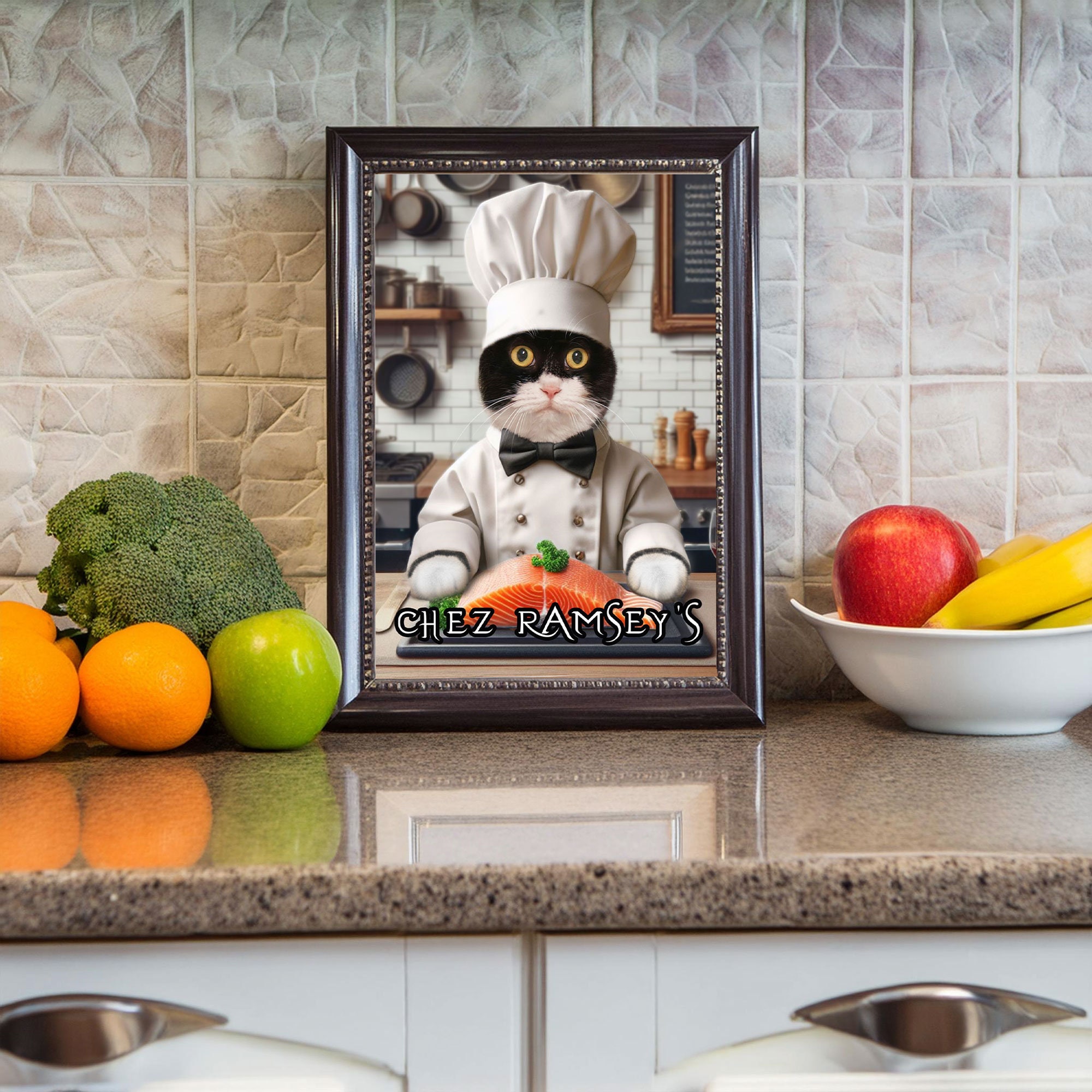 Funny Cat as a Chef Custom Pet Portrait From Photo, Personalized Chef ...