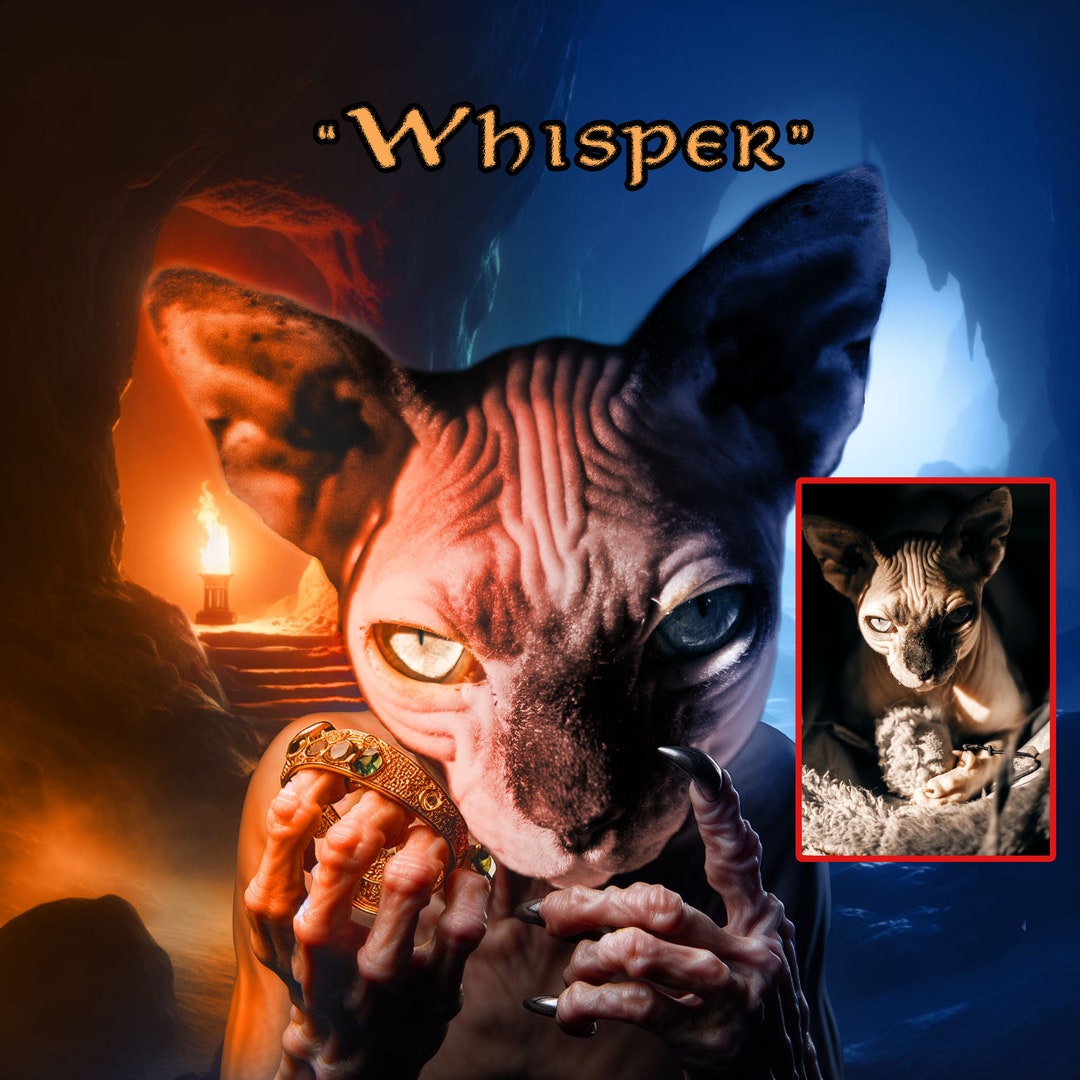 Custom Hairless Sphynx Cat as Gollum Digital Art - Personalized Pet ...