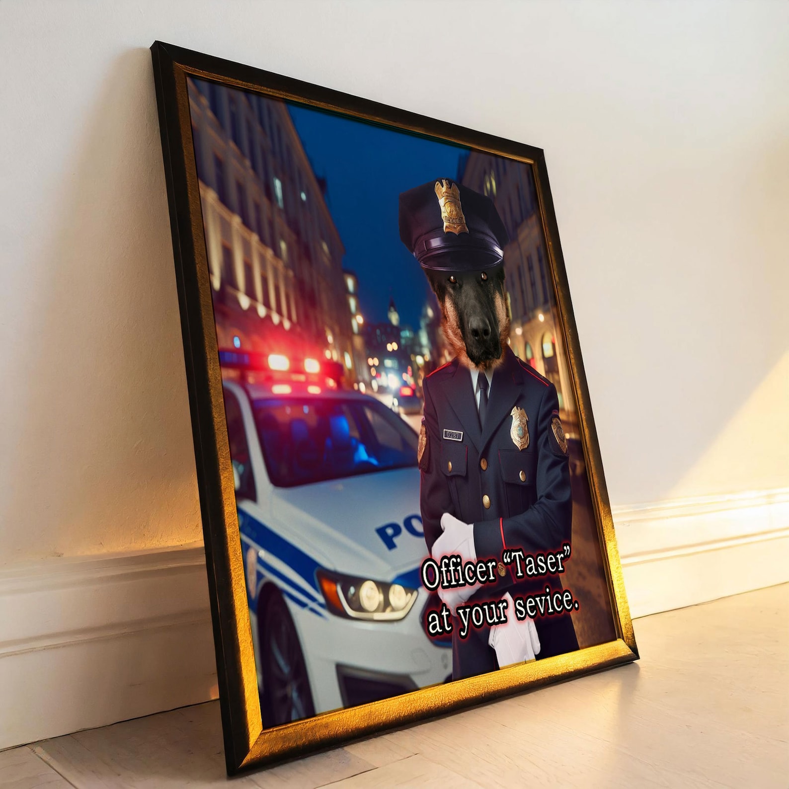 Dog as a Cop Custom Pet Portrait, Uniformed Policeman German Shepherd ...