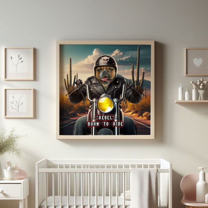 Custom Biker Dog Riding Motorcycle Portrait From Photo, Dog on a ...