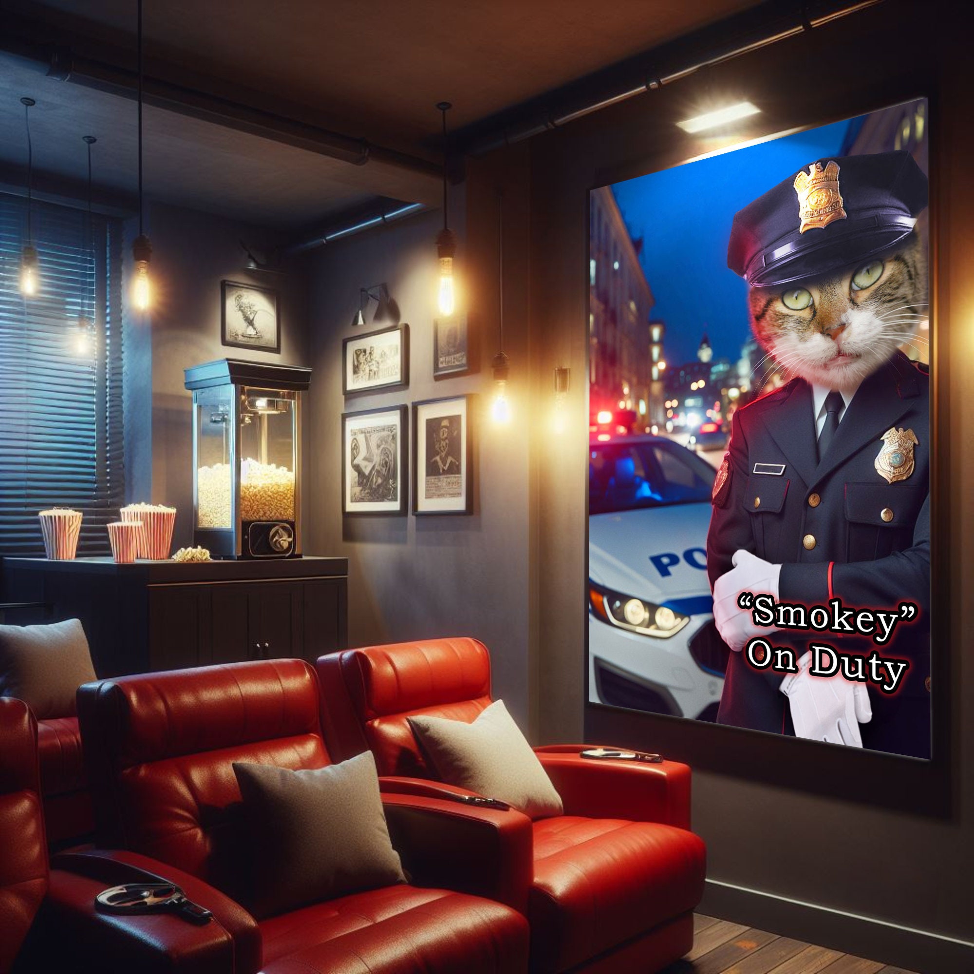 Cat as a Cop Custom Pet Portrait From Photo, Police Officer Cat ...