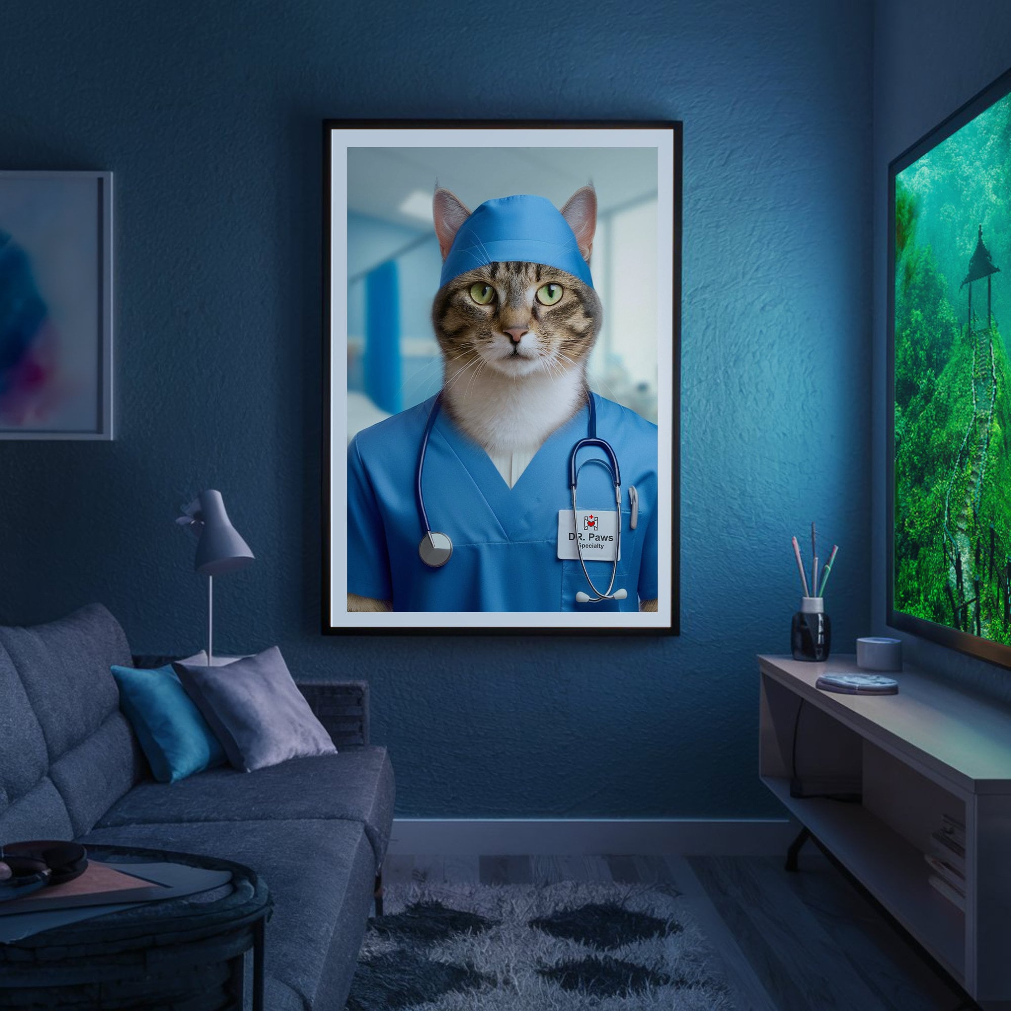 Custom Surgeon Cat Portrait From Photo Digital Print, Also Suitable for ...