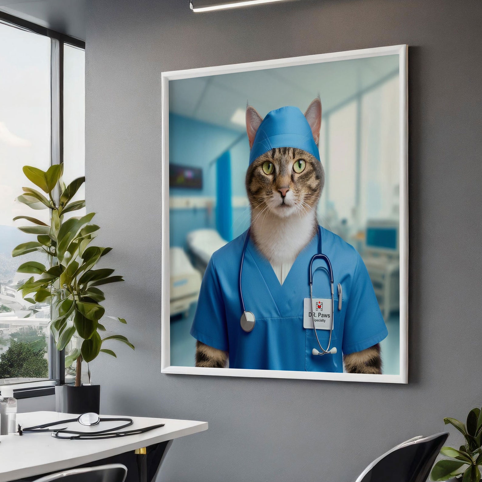 Custom Surgeon Cat Portrait From Photo Digital Print, Also Suitable for ...