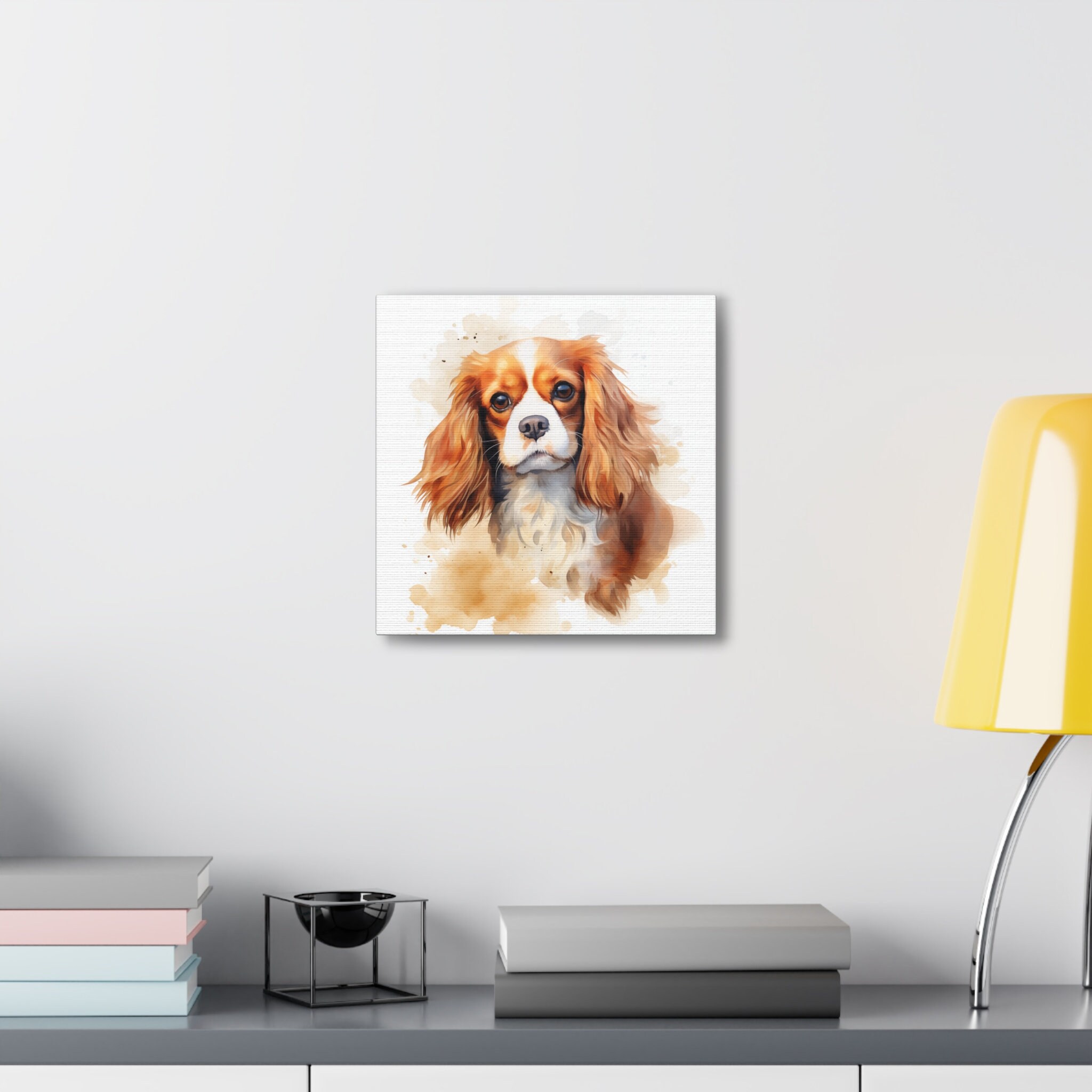 Elegant Cavalier King Charles Spaniel Art, Soft Watercolor Dog Canvas ...