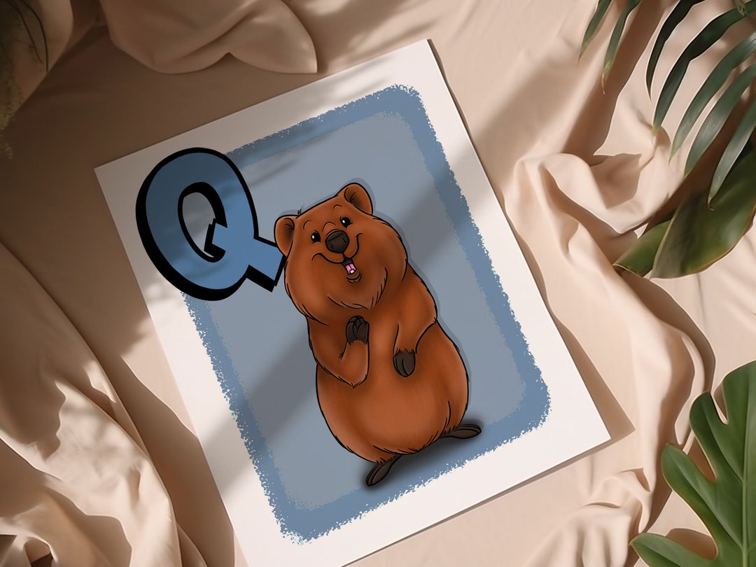 Q is for Quokka print/babyblue - Etsy