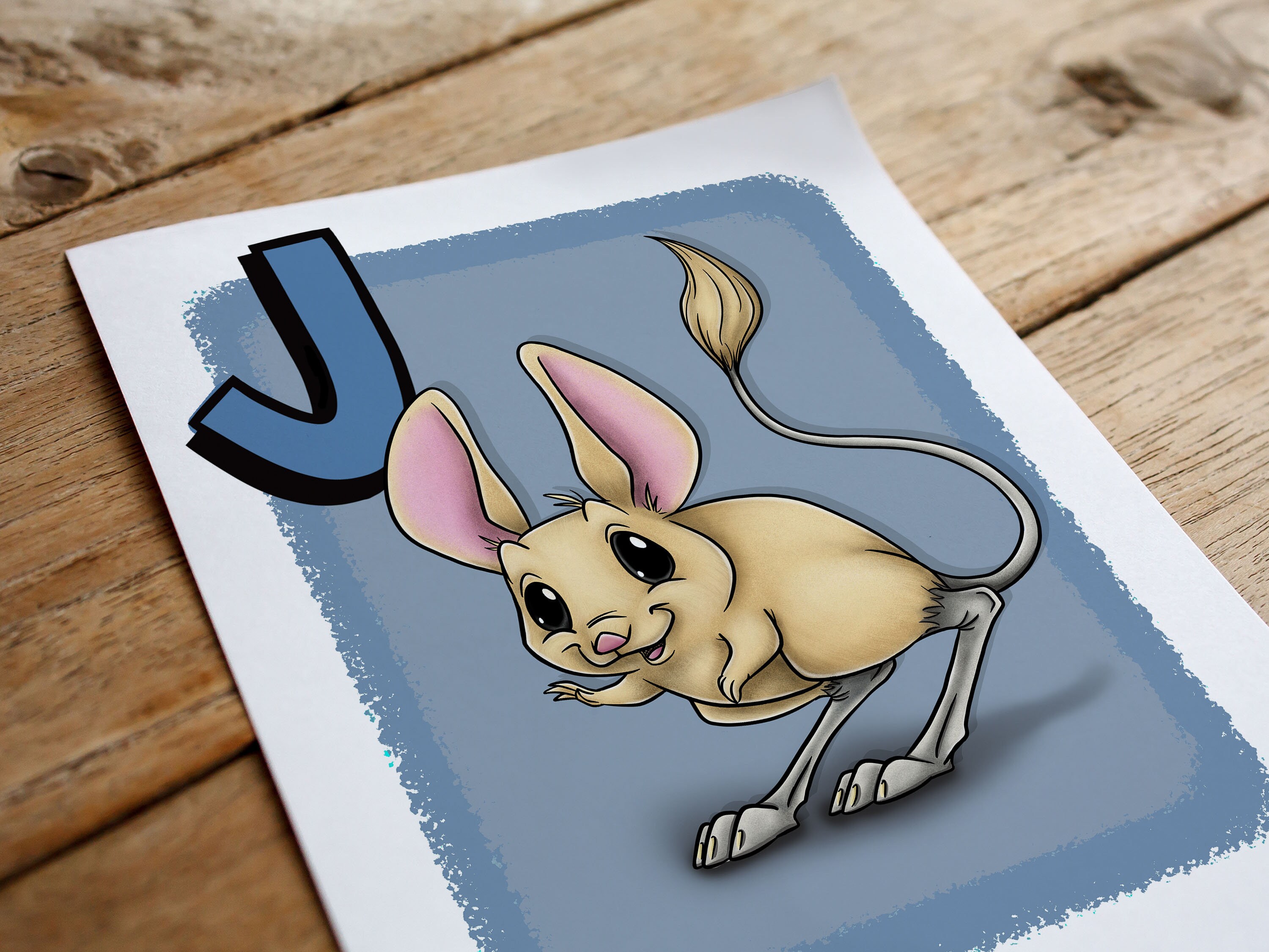 J is for Jerboa print/babyblue - Etsy