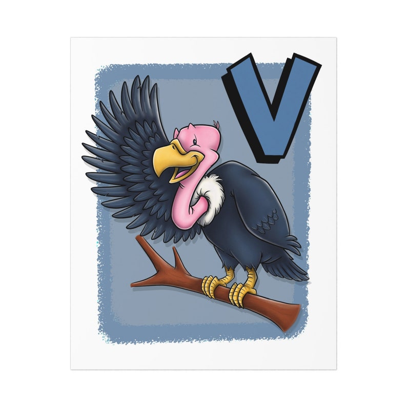 V is for Vulture print/babyblue - Etsy