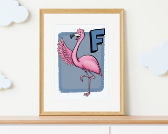 F is for Flamingo | Abcs Coloring Page | Alphabet | Printable Digital ...