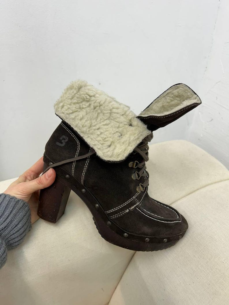 Wood Combat Platform Boots , Brown Cowboy Boho Wooden Tiki Shoes, Real ...
