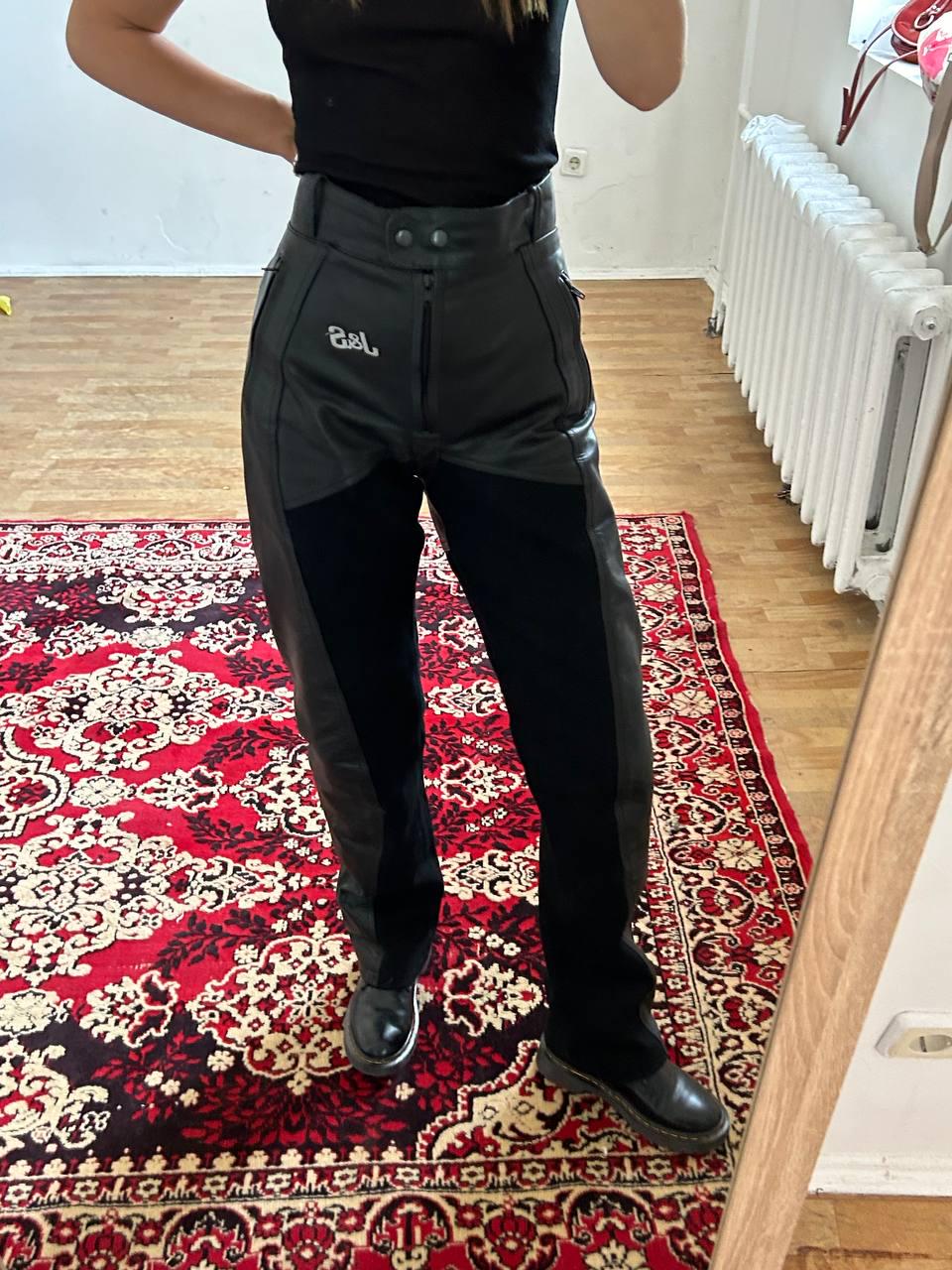 Motorcycle Women's Leather Pants, Black Punk Rock Vintage Pants, Biker ...