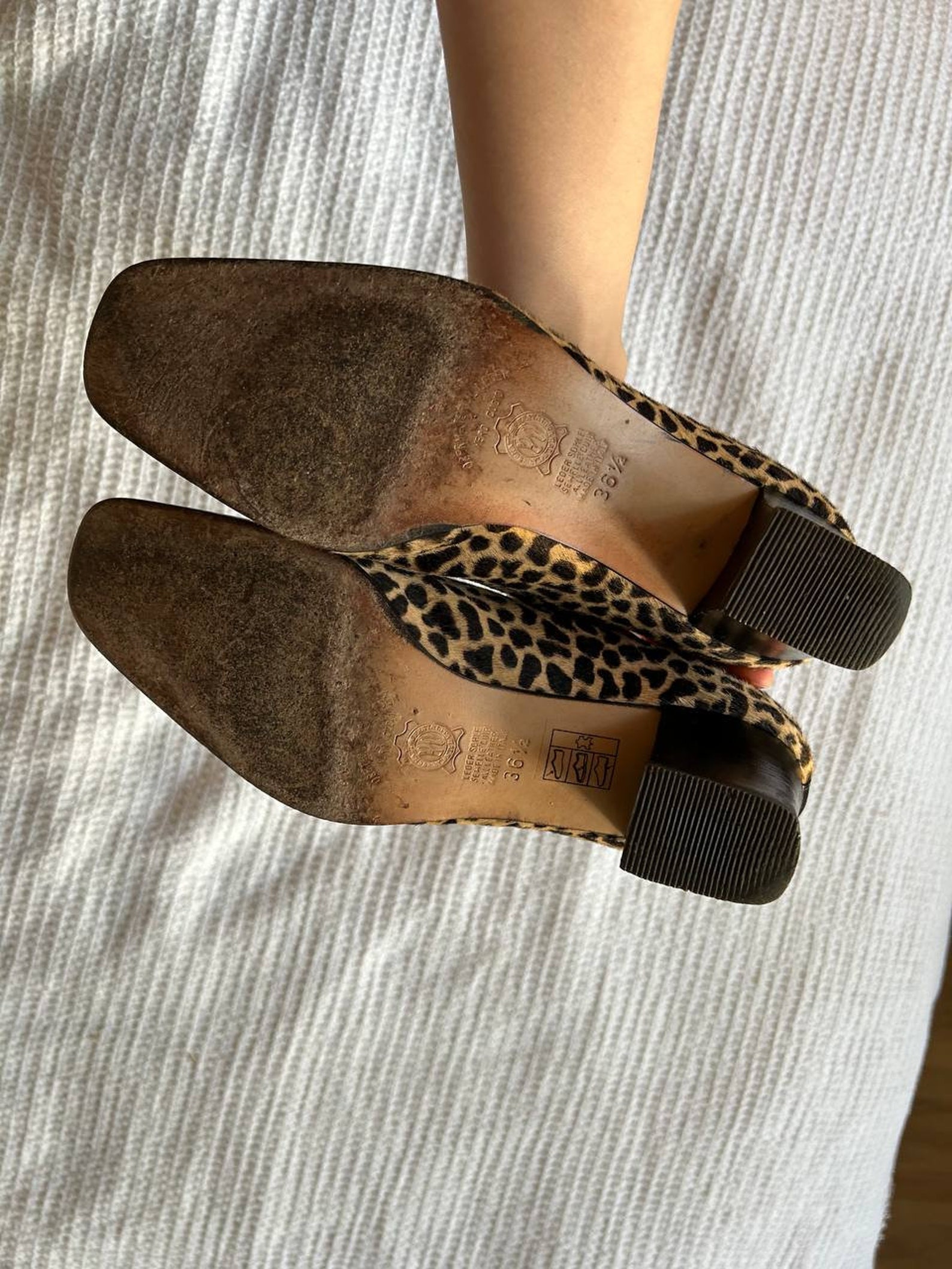Vintage Valbrenta Leopard Print Cowhair Leather Heels Shoes Heels Black ...