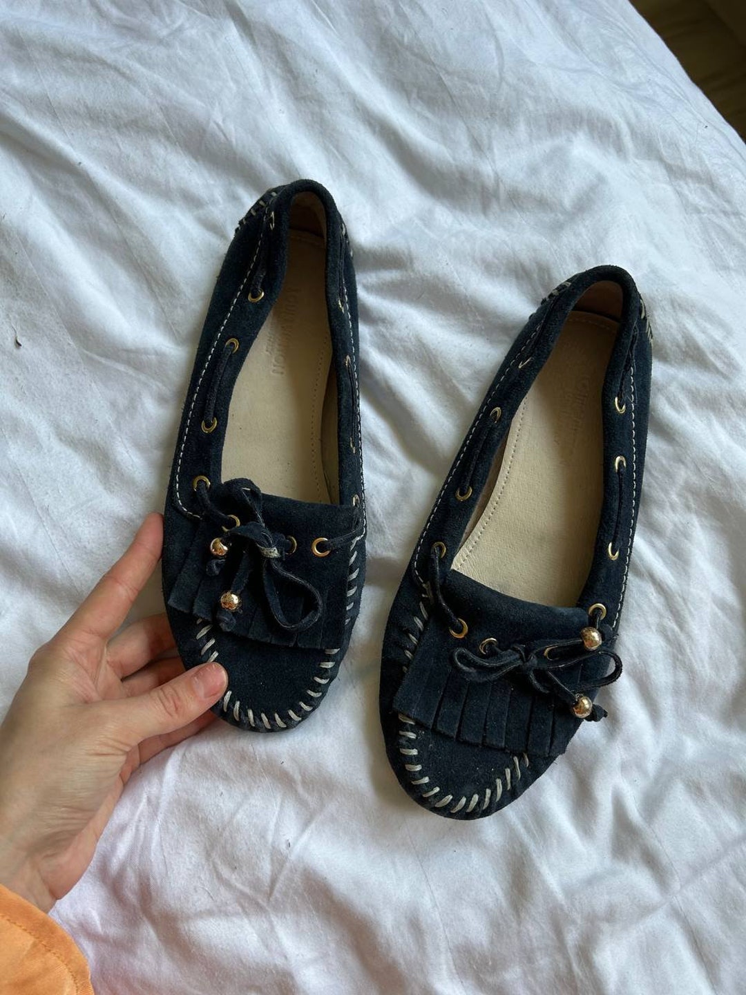 Women's Louis Vuitton Moccasin Barefoot Loafers Leather Wider Earthing ...