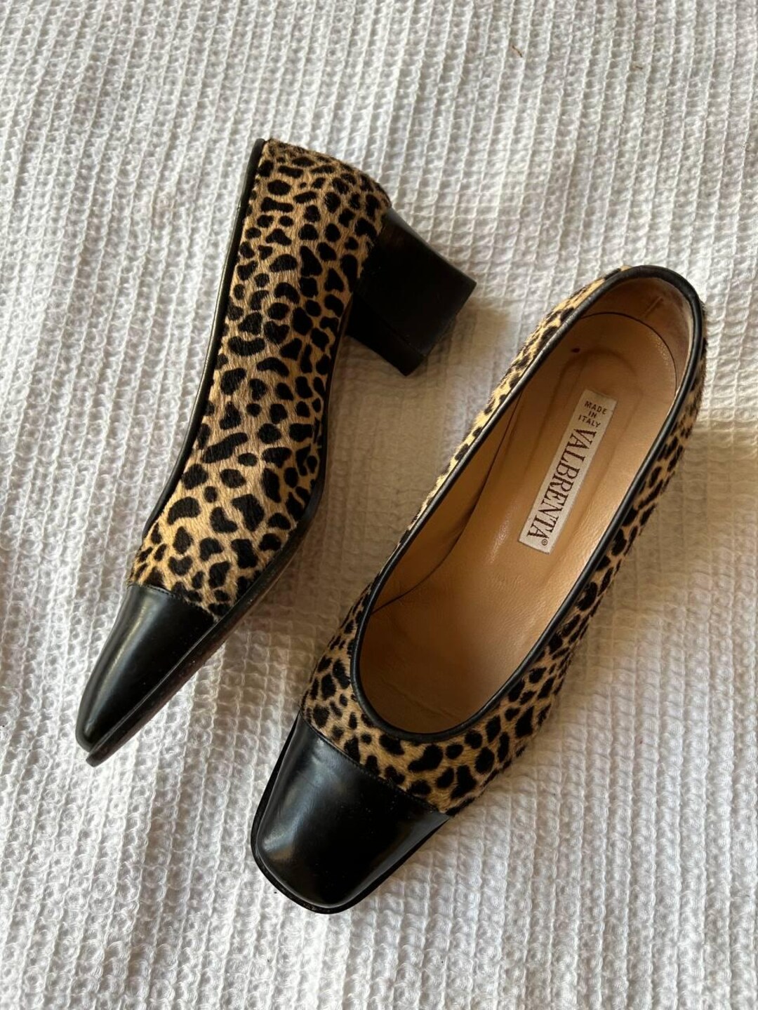Vintage Valbrenta Leopard Print Cowhair Leather Heels Shoes Heels Black ...