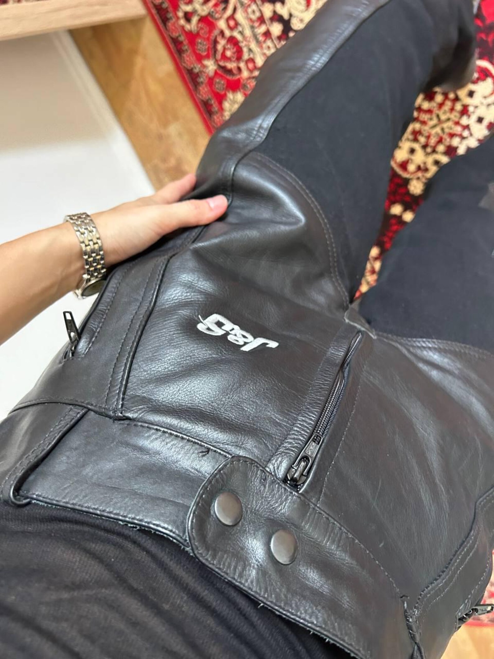 Motorcycle Women's Leather Pants, Black Punk Rock Vintage Pants, Biker ...