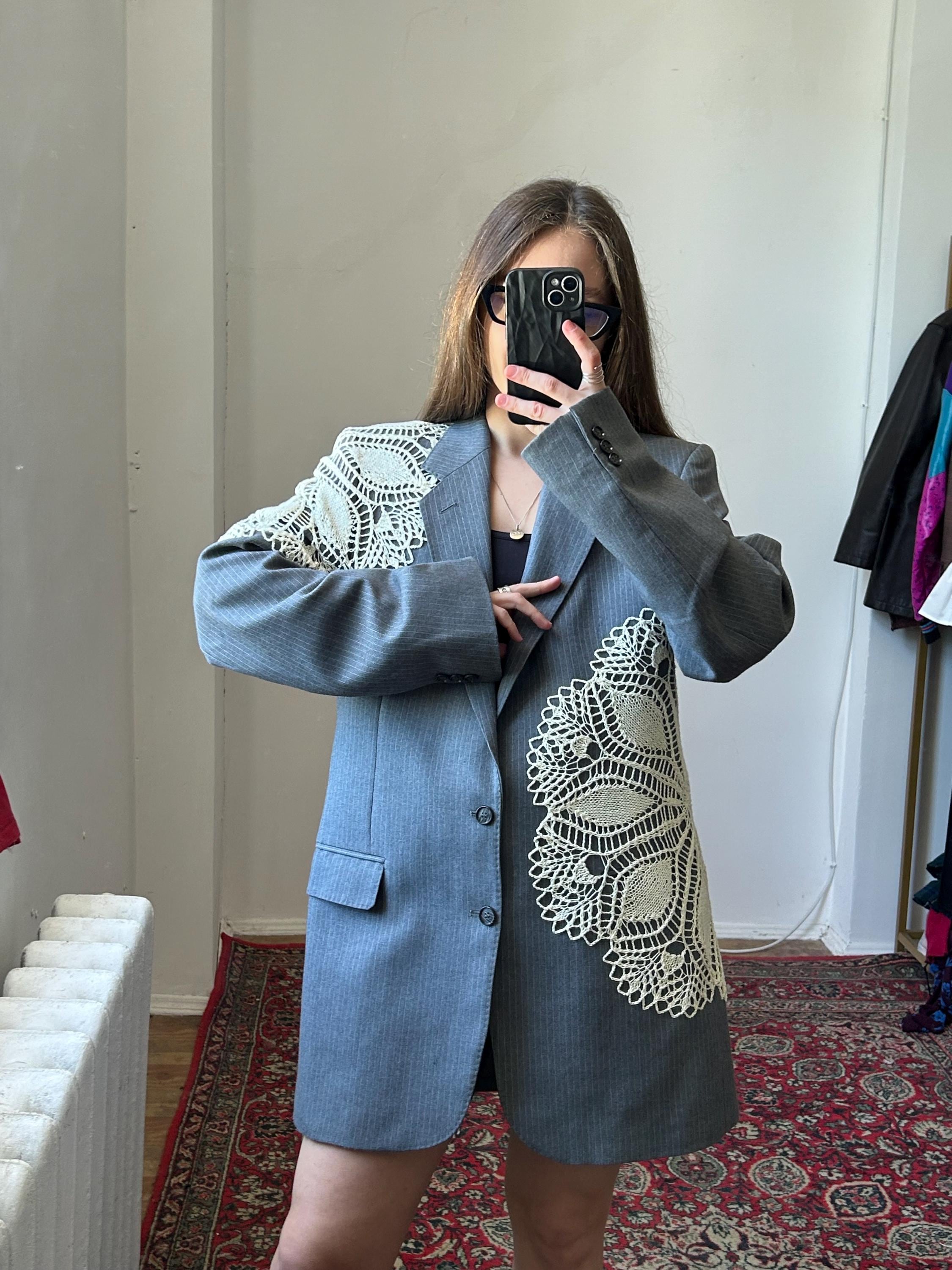 Upcycled Woman Jacket Handmade, Oversized Designer Blazer, Vintage ...