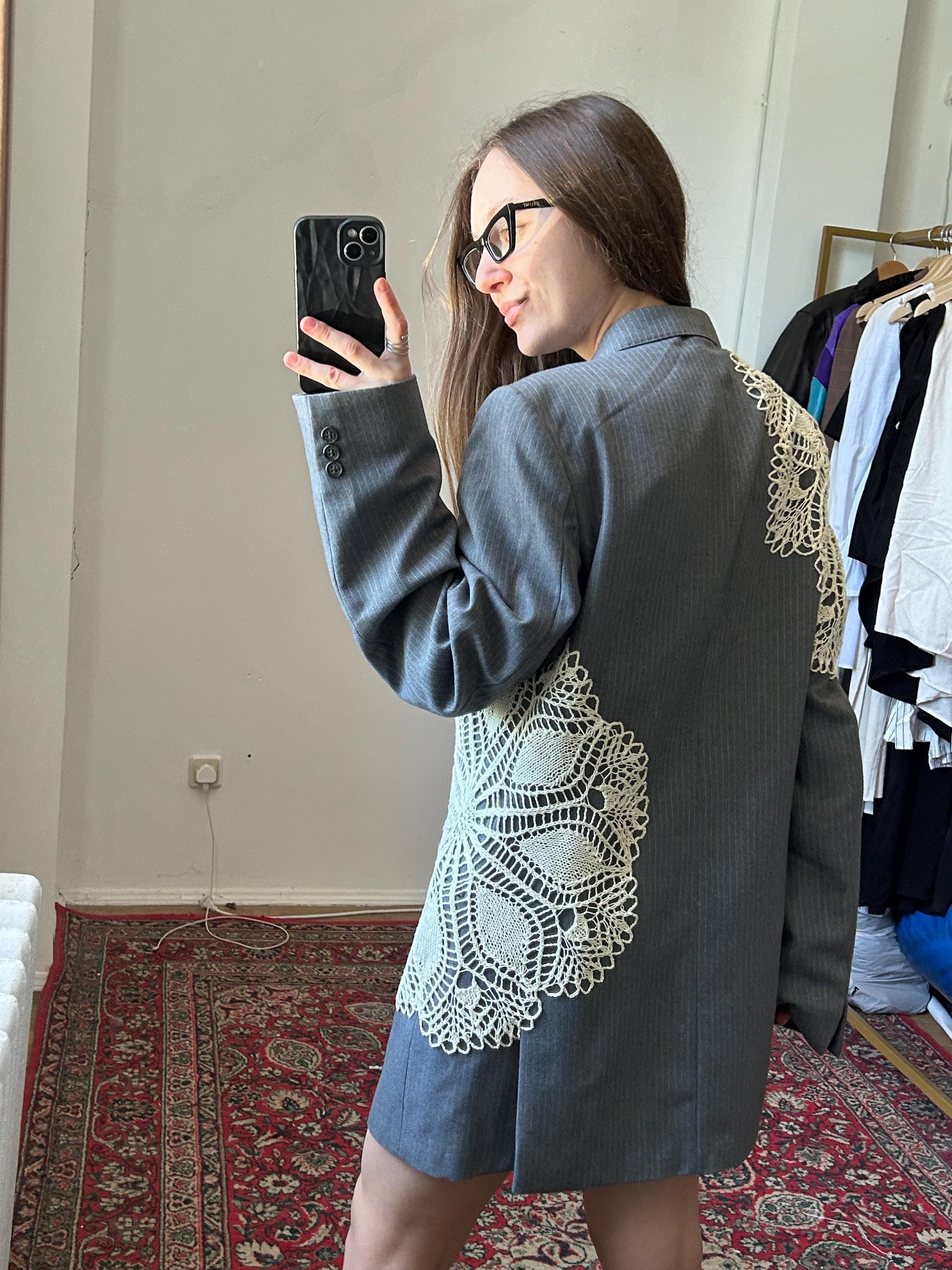 Upcycled Woman Jacket Handmade, Oversized Designer Blazer, Vintage ...