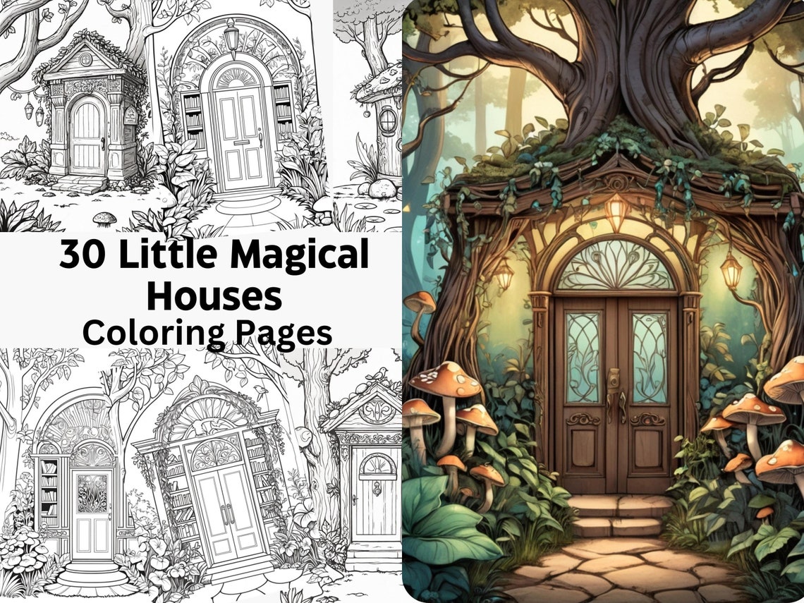 30 Magical Little House Coloring Pages, Adult Kids Coloring Book ...
