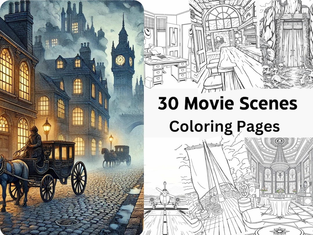 Movie Scenes Coloring Book Movie Theater Night Coloring Pages Family ...