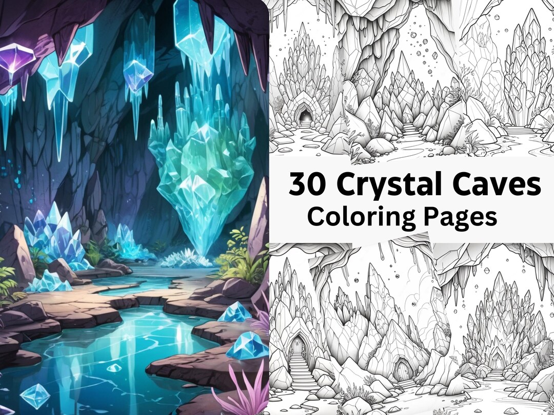 30 Crystal Caves Coloring Pages Fantasy Coloring Fantasy Amethyst Geode ...