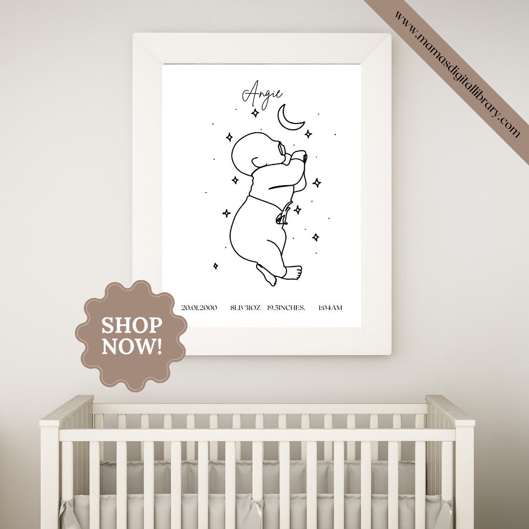 Baby Poster, Custom Birth Poster, Personalised Baby Name, Baby Line ...