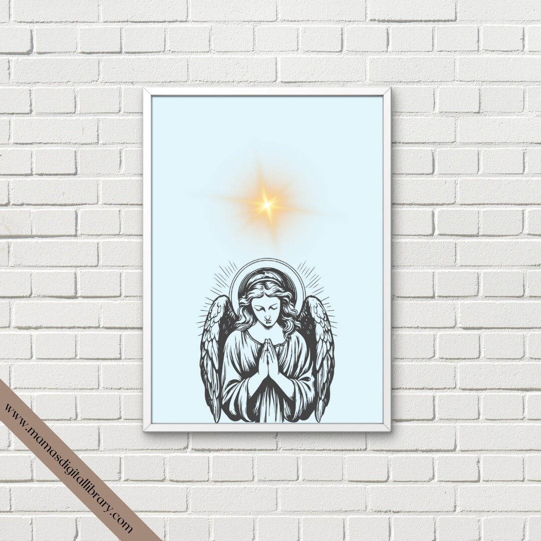 Blue Angel Poster, Home Decor, Angel Poster, Blue Poster, Digital Print ...