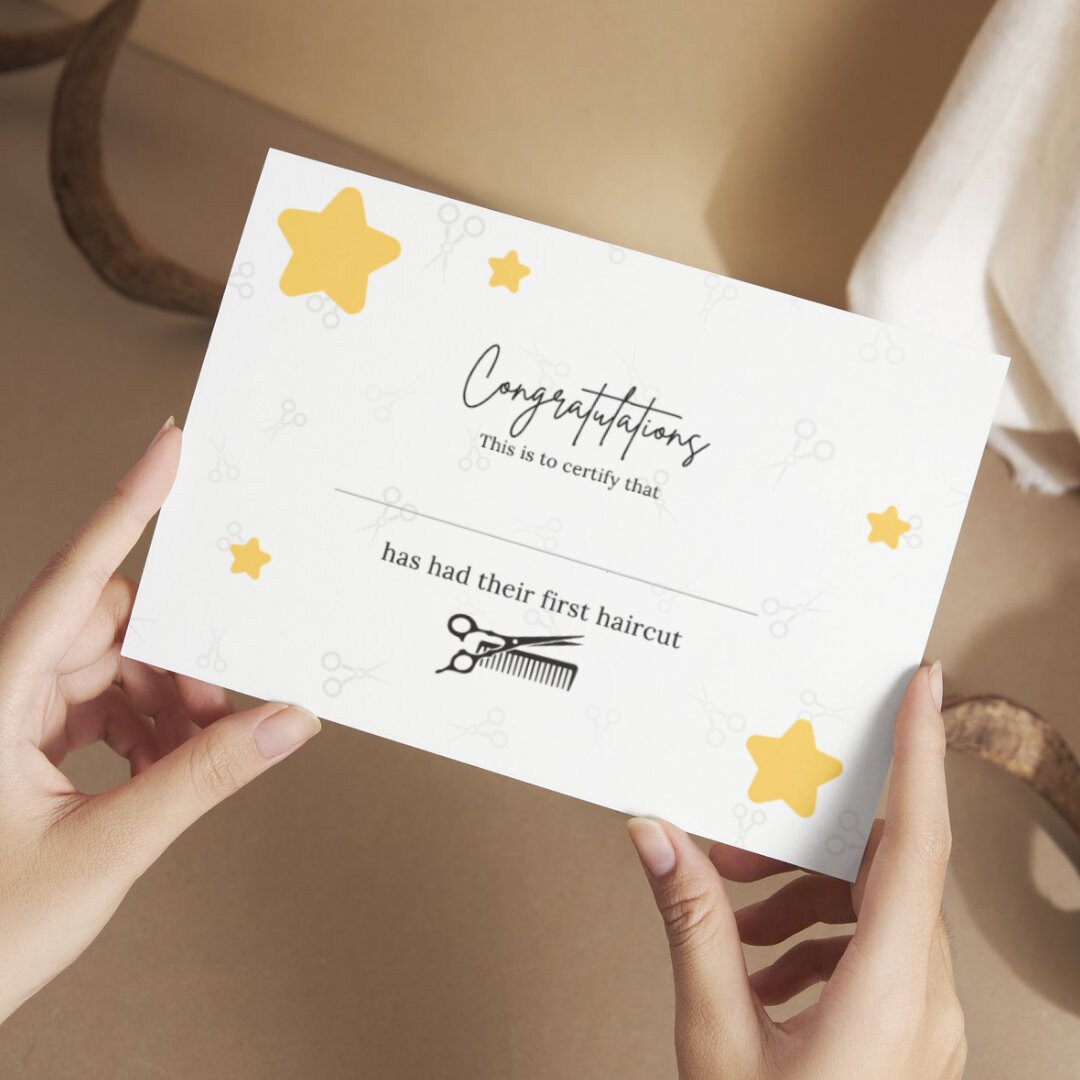 First Haircut Award, Haircut Certificate, Congratulations on Your ...