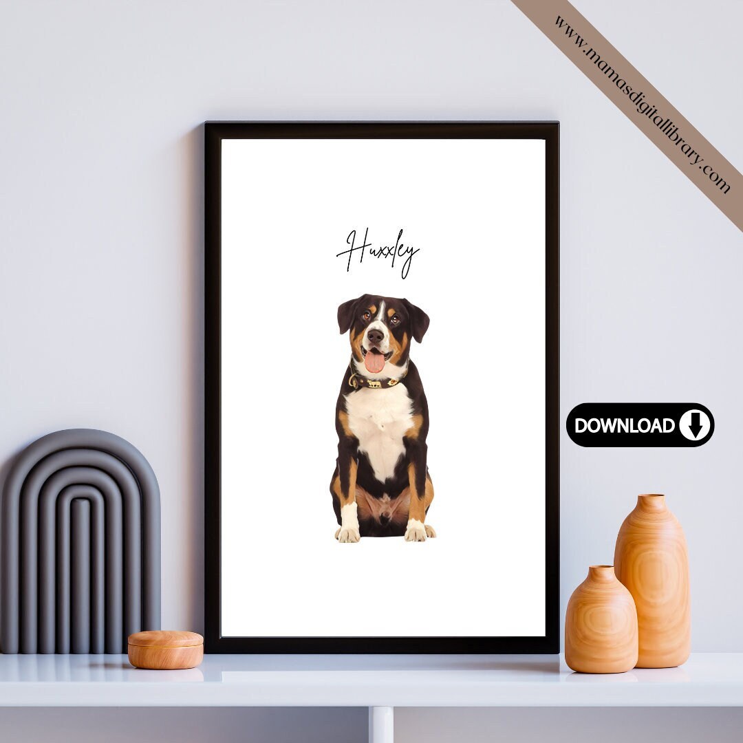Custom Dog Portrait Art, Cartoon Dog Art, Print at Home Dog Art ...
