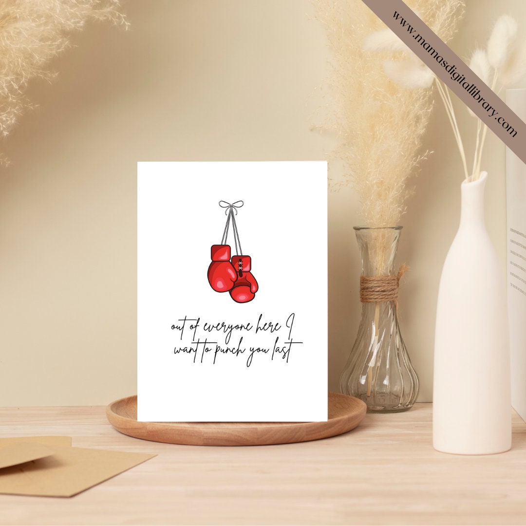 Goodbye Card, Funny Card, Boxing Gloves, Punch Pun, Last Minute Card ...