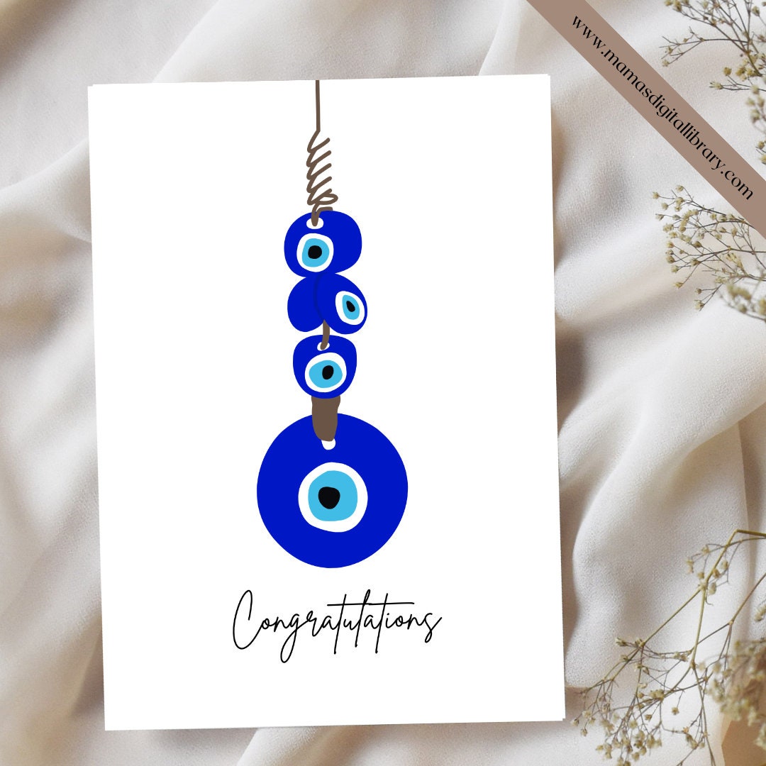 Congratulations Card, Evil Eye Design, Evil Eye, Print at Home Card ...