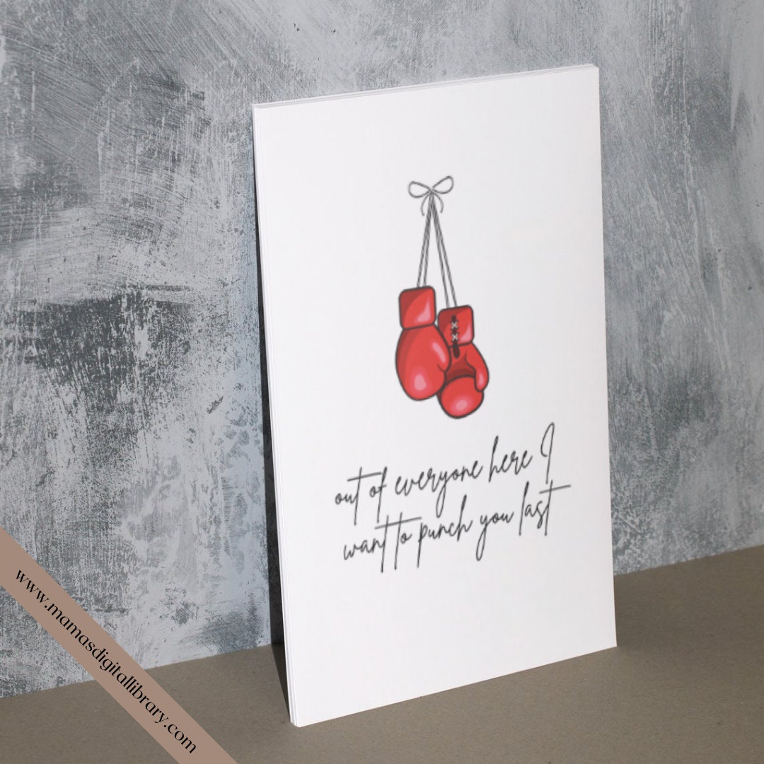 Goodbye Card, Funny Card, Boxing Gloves, Punch Pun, Last Minute Card ...