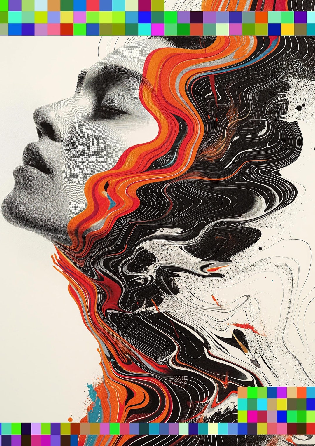 Abstract Human Flow, Machine Generated Printable Poster Design. - Etsy