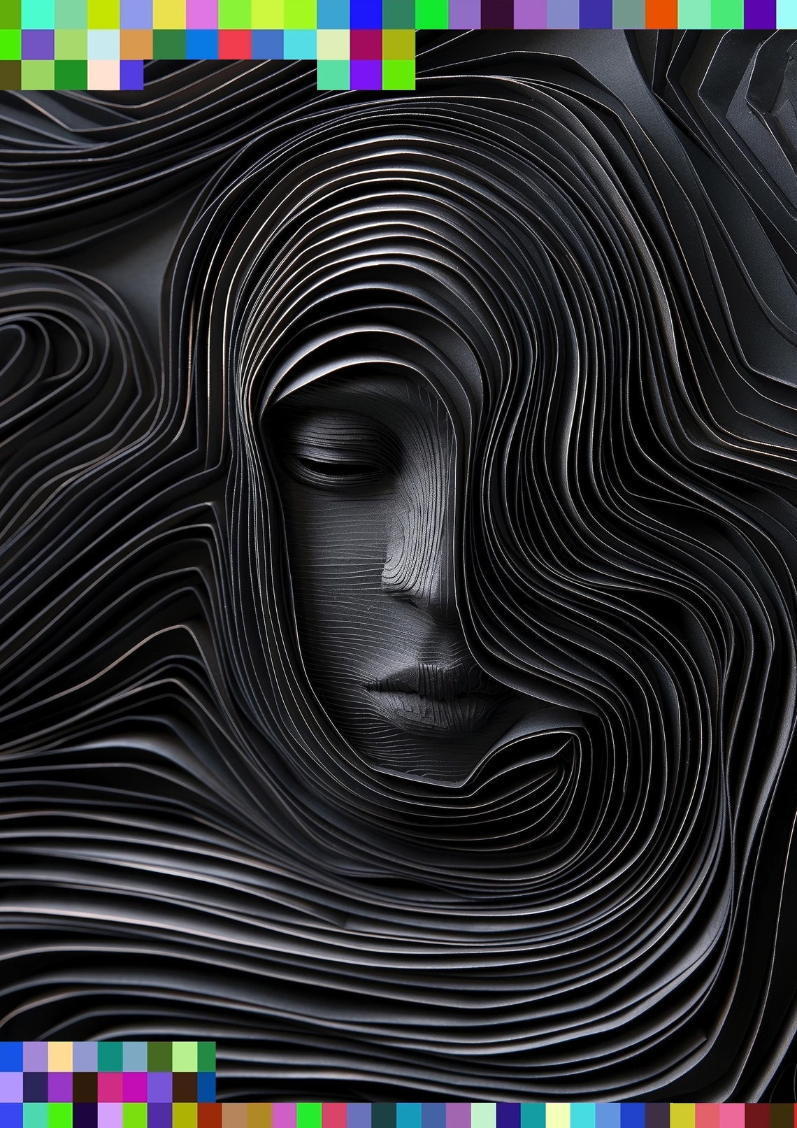 Paper Face, Machine Generated Printable Poster Design. - Etsy